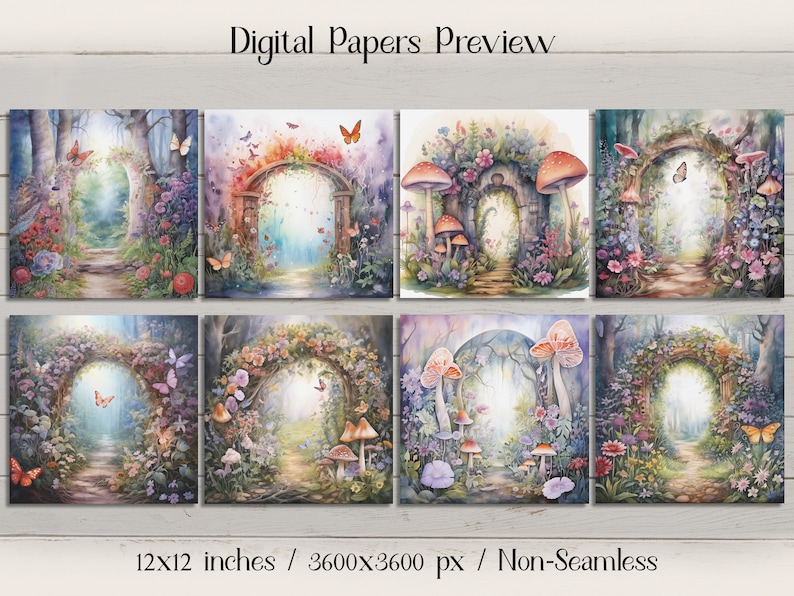 Fairy Tale Digital Paper: Enchanted Forest Backgrounds (12x12, Digital ...