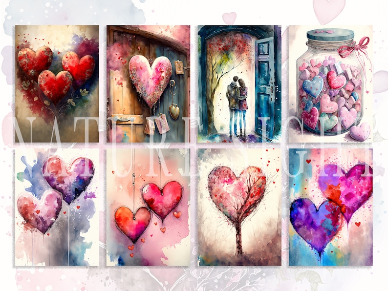 Valentines Day Printable ATC Cards Valentine's Day Card - Etsy