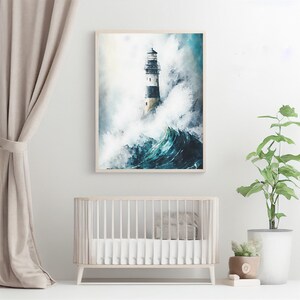 Lighthouse Watercolor Print Ocean Wall Decor Nautical - Etsy