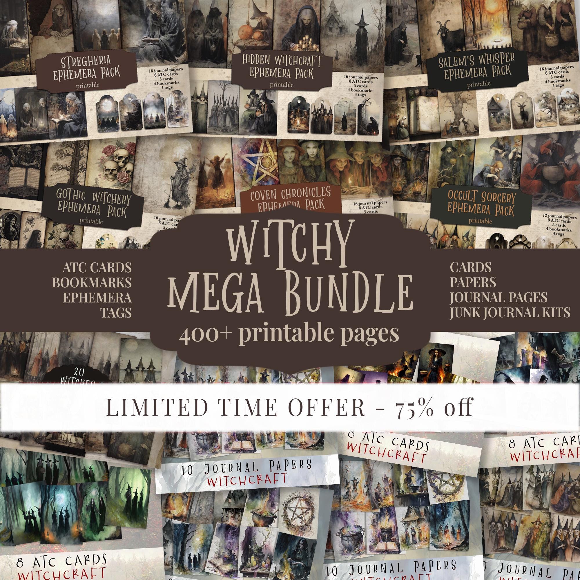Witchy Mega Bundle: Gothic Witchcraft Junk Journal Kit (400+ Printable ...