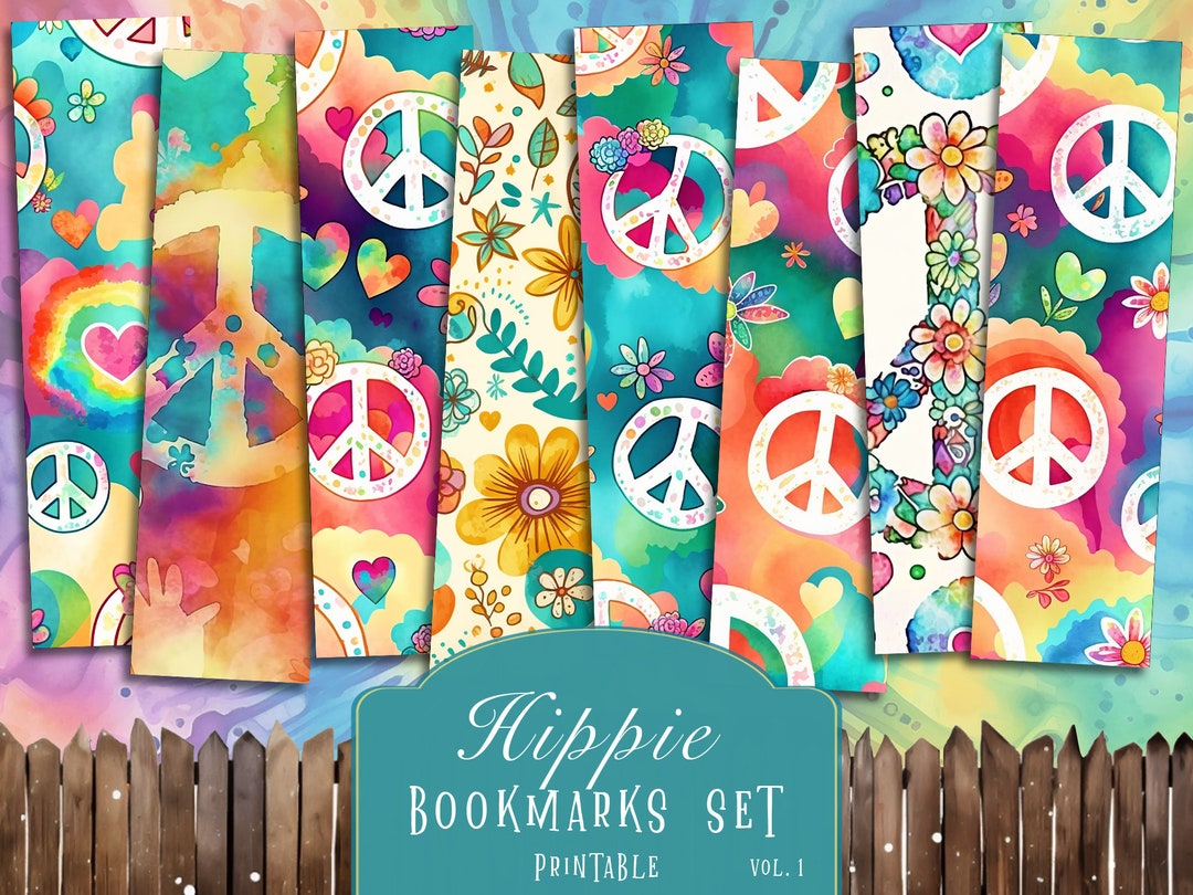 Peace Printable Bookmarks, Hippie Junk Journal Pages, 70s Digital ...