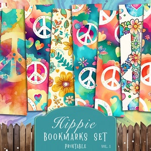 Peace Printable Bookmarks, Hippie Junk Journal Pages, 70s Digital ...