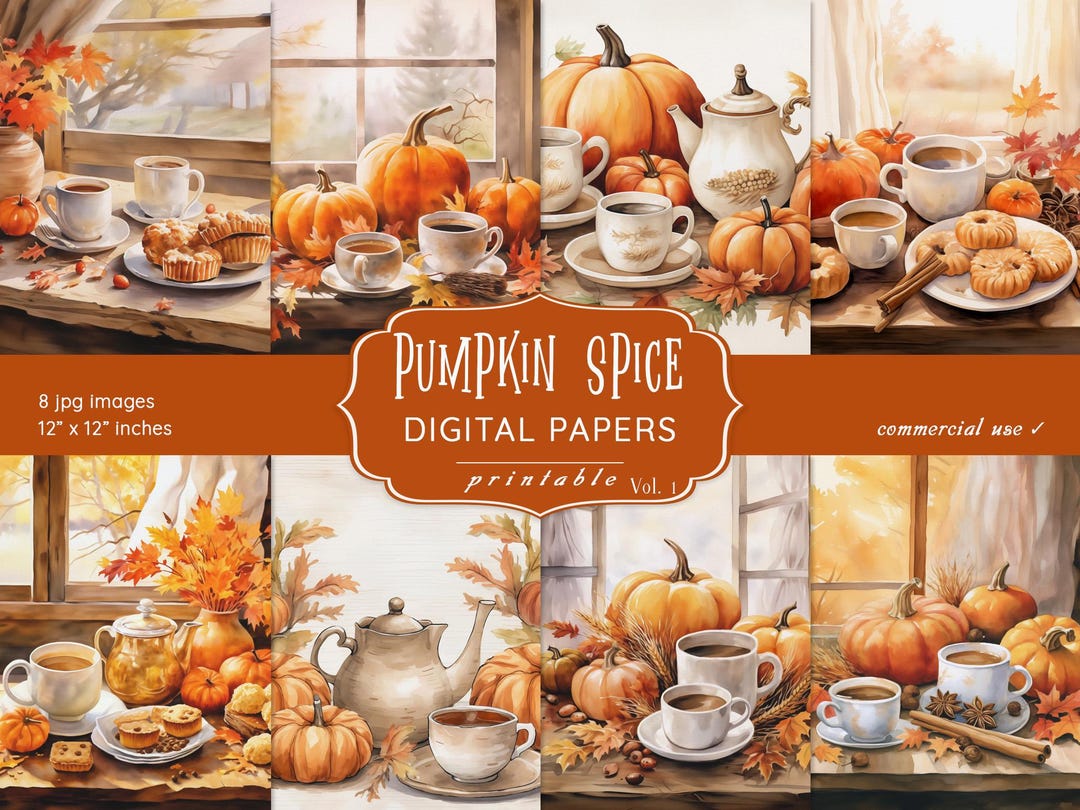 Pumpkin Spice Digital Papers: Fall Scrapbook Kit (digital Download) - Etsy