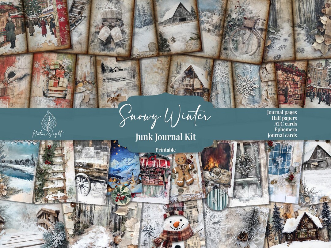 Snowy Winter Junk Journal Kit | Printable Ephemera Pack | Winter ...