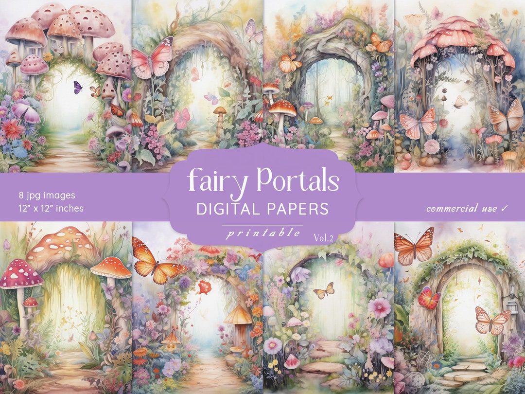 Fairy Forest Digital Papers: Magic Portal Backgrounds (digital Download ...