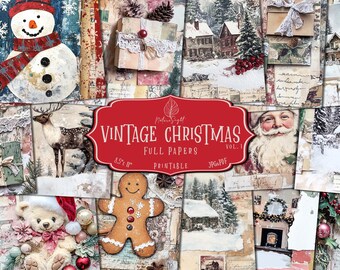 Christmas Scrapbook Paper: Vintage Holiday Ephemera Collage Sheets ...