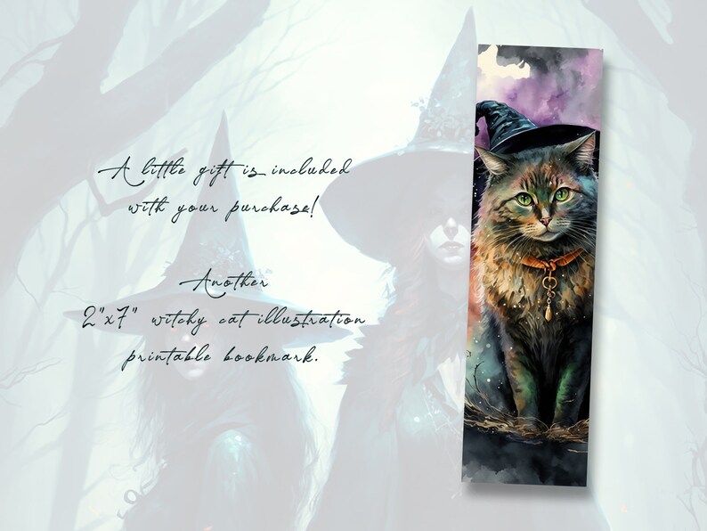 Witch Black Cats Bookmarks Gothic Printable Bookmarks Junk - Etsy
