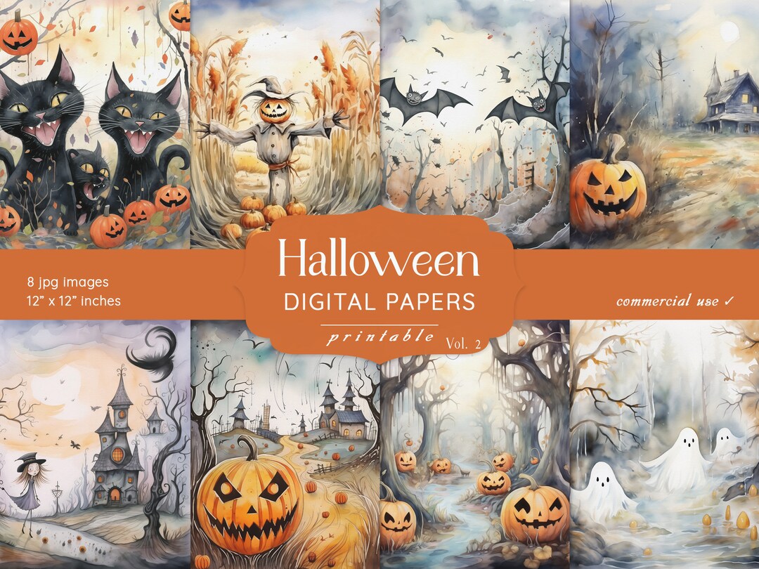 Halloween Scrapbook Paper, Halloween Junk Journal, Gothic Backgrounds ...