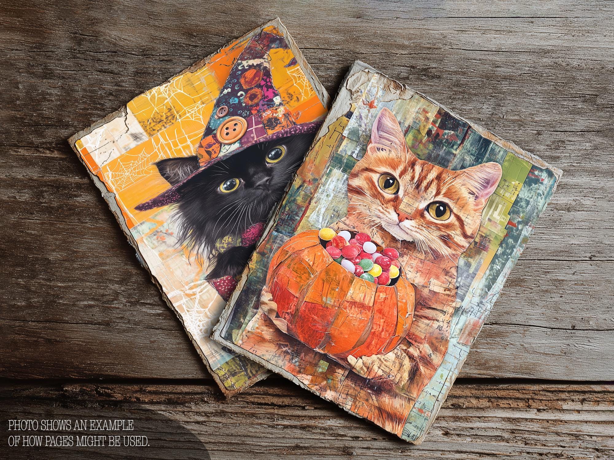 Halloween Cats Printable Paper Pack: Spooky Junk Journal Ephemera ...