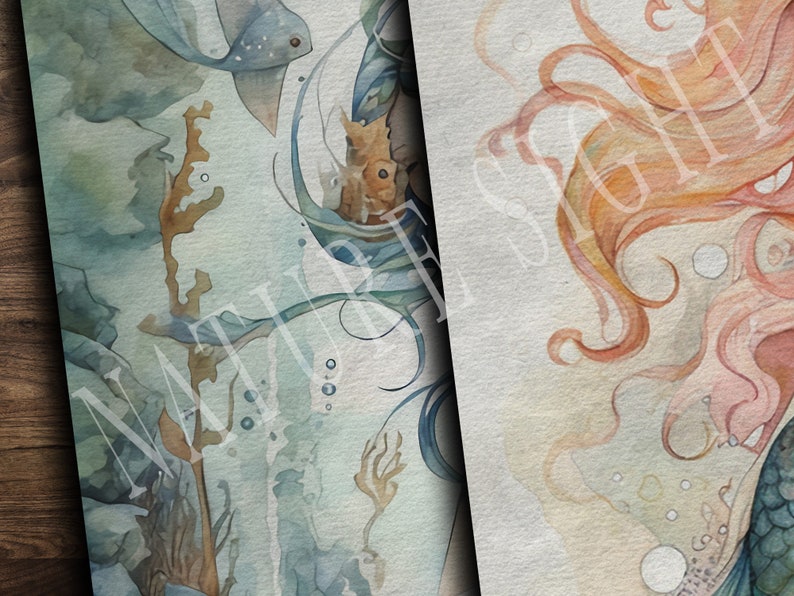 Mermaids Junk Journal Papers: Underwater Ephemera (digital Download) - Etsy