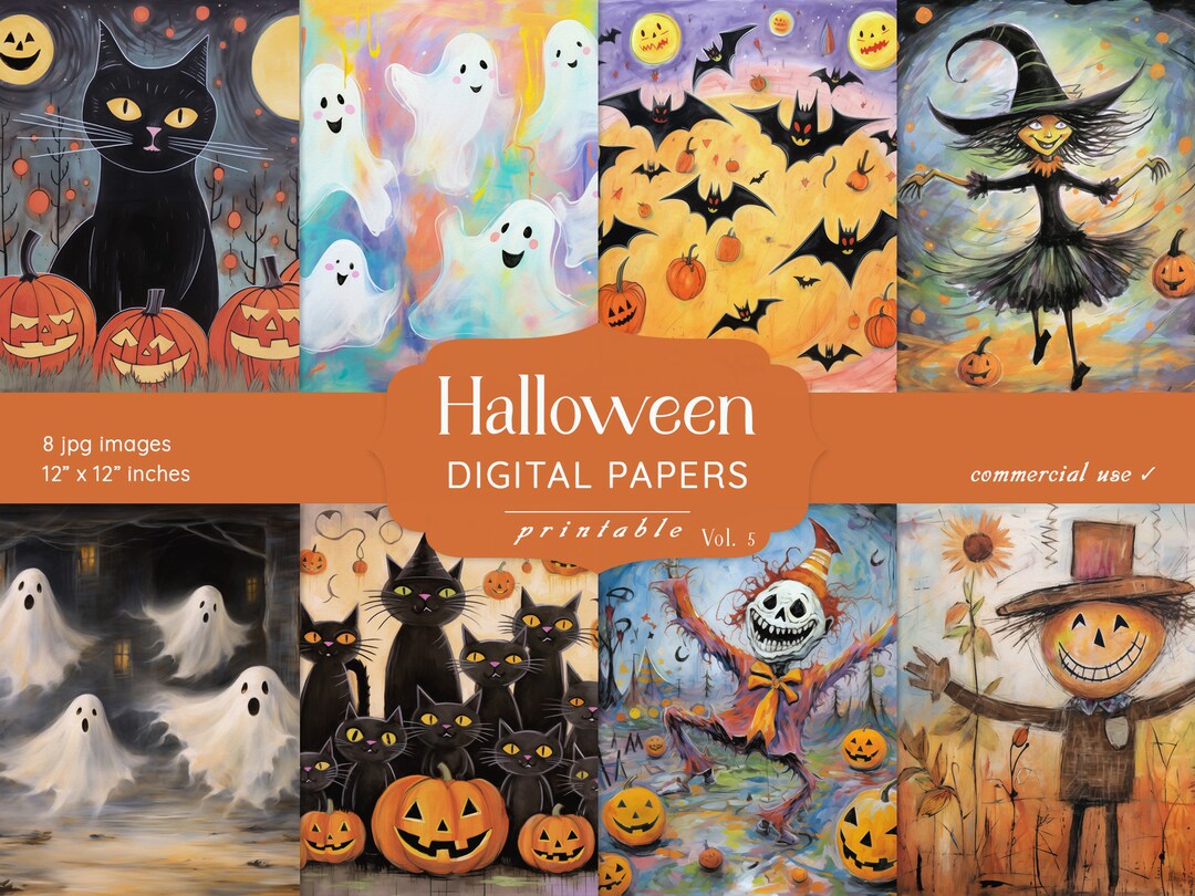 Halloween Digital Junk Journal Papers, Halloween Collage Sheets ...