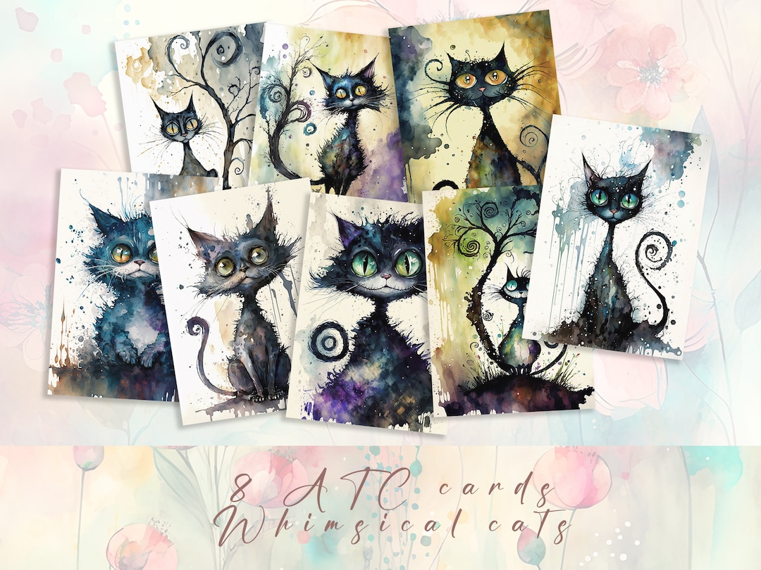 Whimsical Cats ATC Cards: Junk Journal Ephemera (digital Download) - Etsy