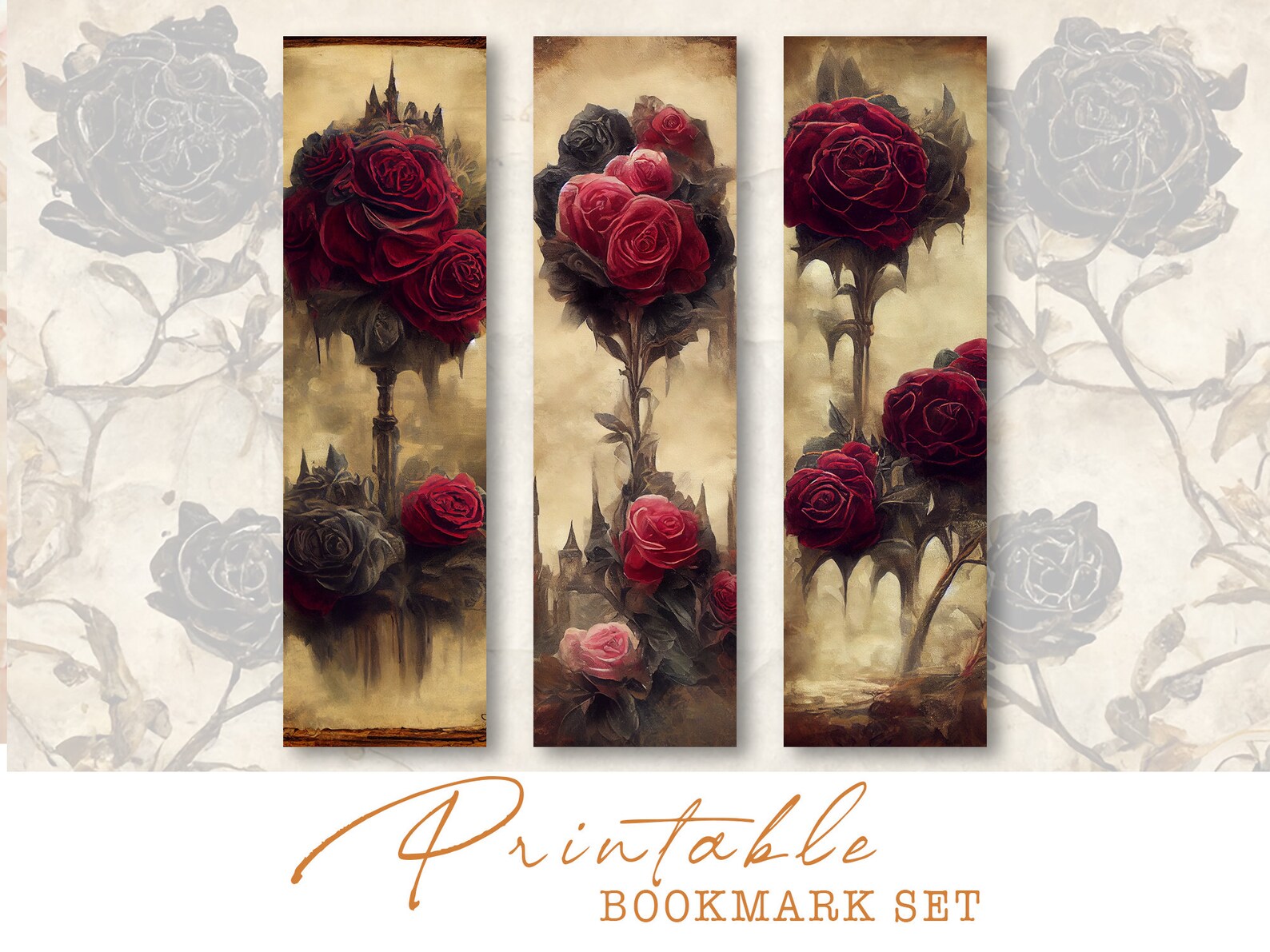 Gothic Printable Bookmarks Junk Journal Bookmarks Goth Rose - Etsy