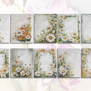 Daisy Printable Journal Pages, Floral Digital Papers, Daisy Scrapbook ...