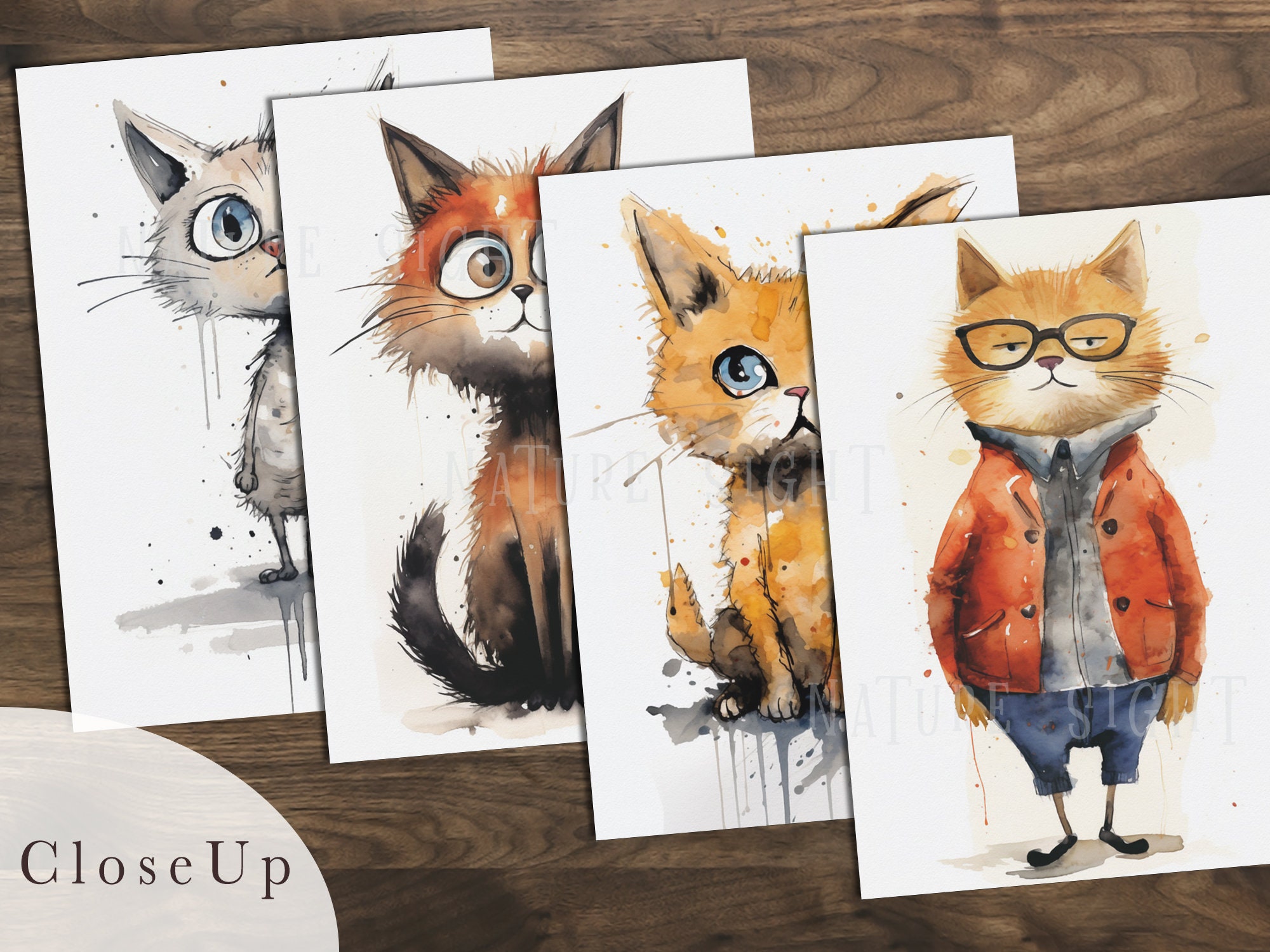 Whimsical Cat ATC Cards: Printable Ephemera (commercial Use, Digital ...