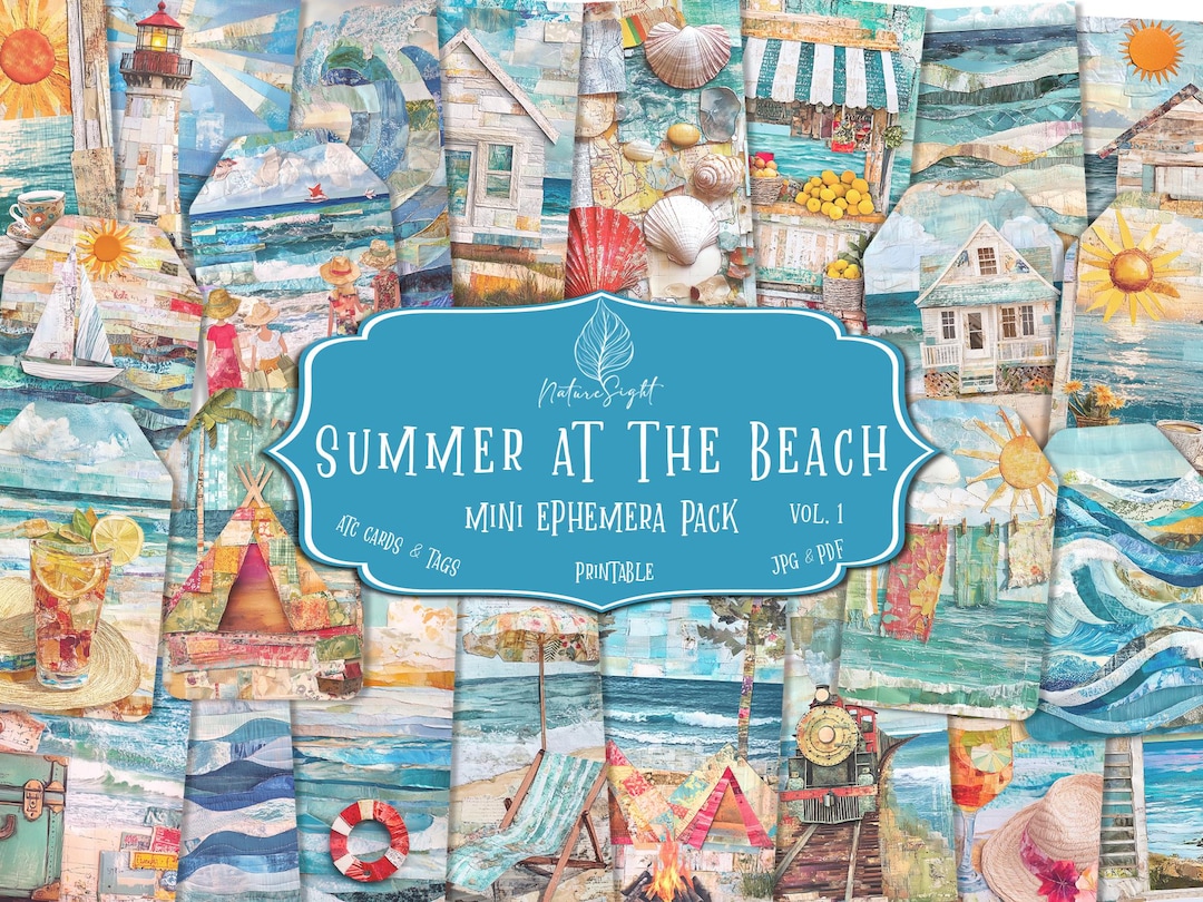 Beach Ephemera Kit: Summer ATC Cards, Sea Junk Journal (digital ...