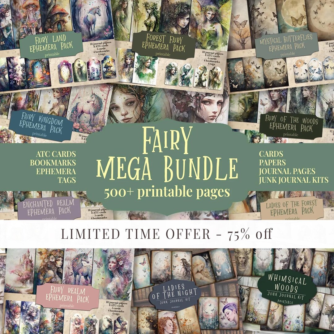 Fairy Mega Bundle | 500+ Printable Pages | Fairy Ephemera Tags ...