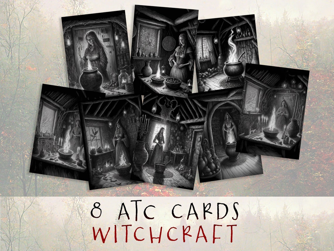 Gothic ATC Cards Witchy Printable Ephemera Witch Junk - Etsy
