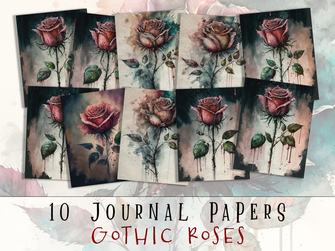 Bloody Roses Junk Journal Papers, Gothic Journal Pages, Gothic Roses ...