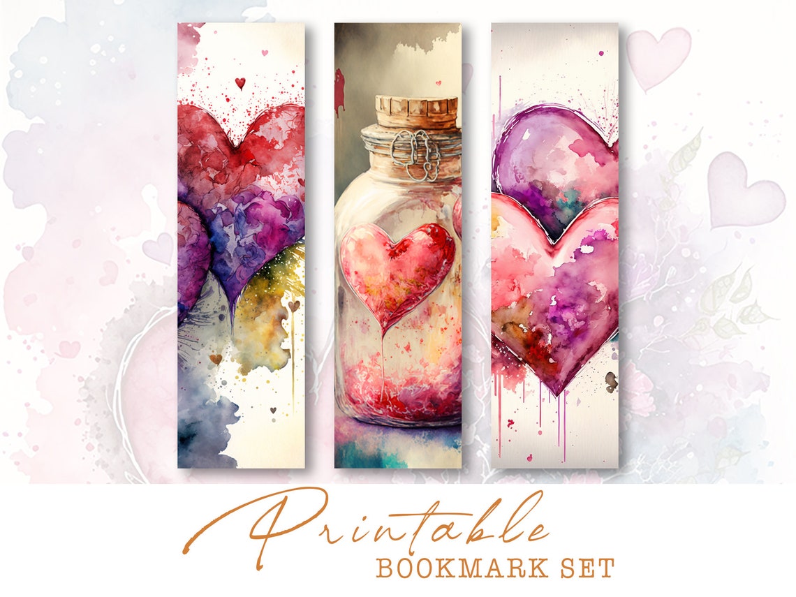 Valentines Day Printable Bookmarks Love Bookmarks Set Junk - Etsy