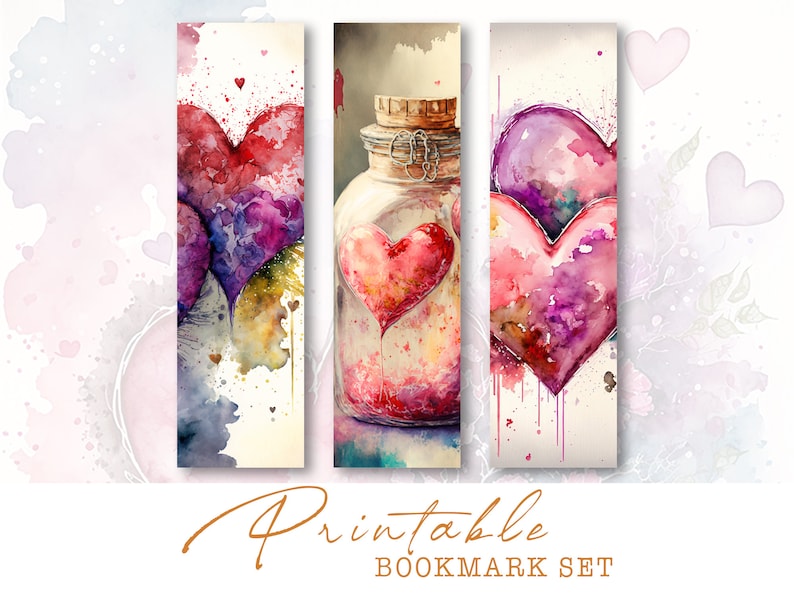 Valentines Day Printable Bookmarks Love Bookmarks Set Junk - Etsy
