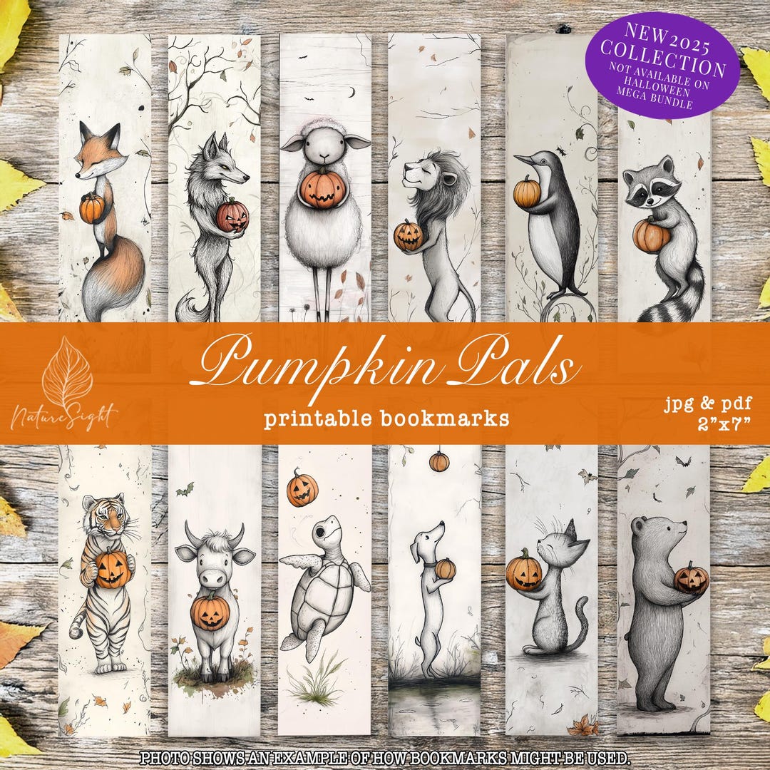Printable Halloween Bookmarks: Spooky Animal Tags and Pumpkin Set ...