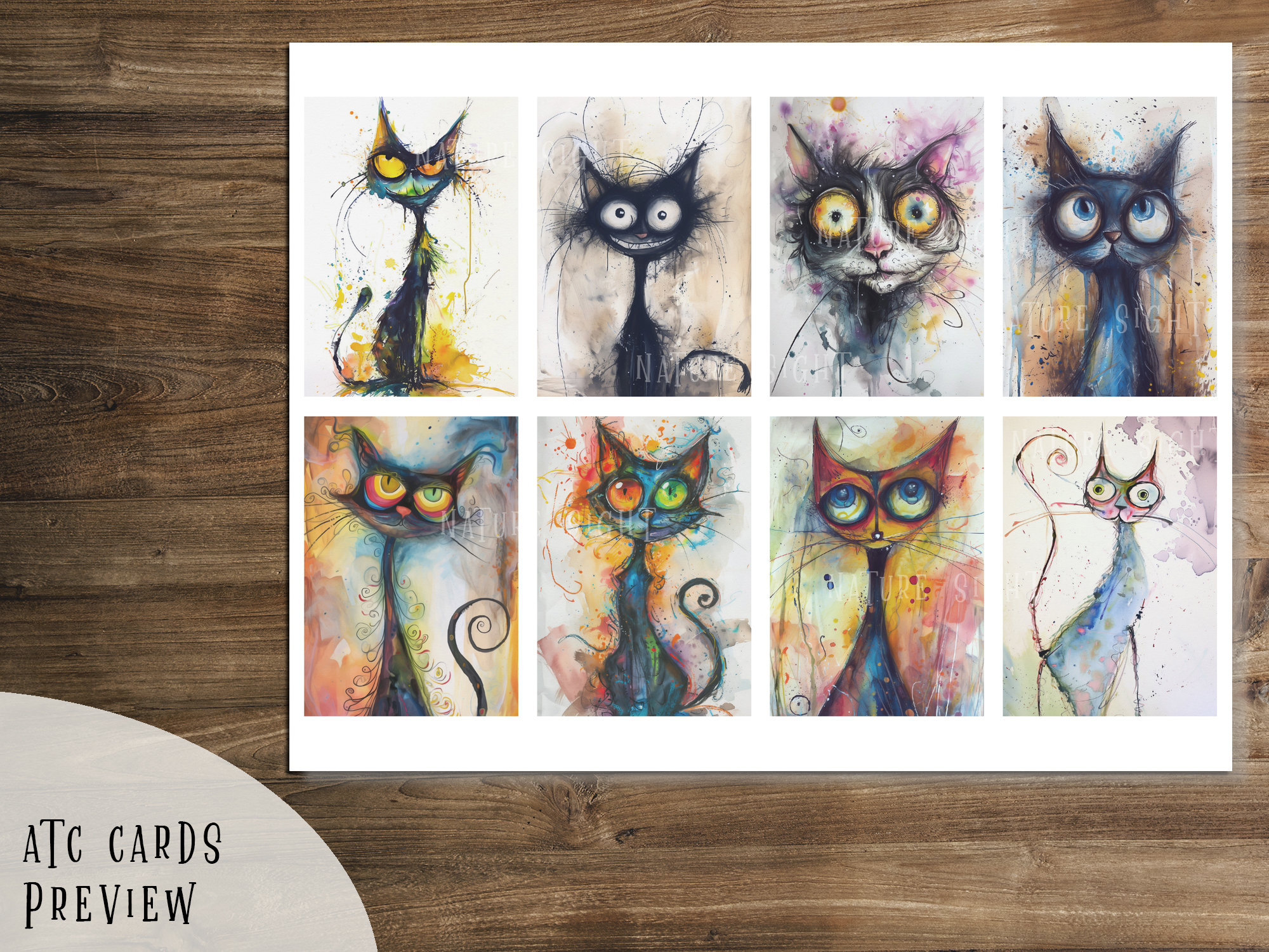 Whimsical Cats ATC Cards: Printable Collage Sheets (digital Download ...