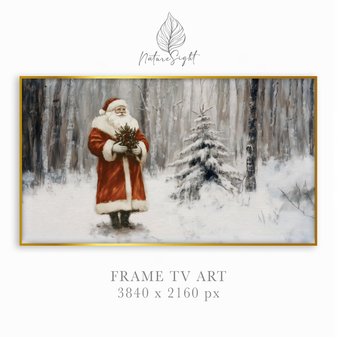 Christmas Frame TV Art | Vintage Santa Winter Scene (digital Download ...