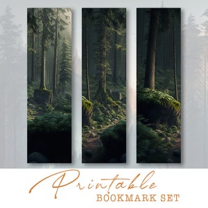 Enchanted Forest Printable Bookmarks, Green Forest Ephemera, Nature ...