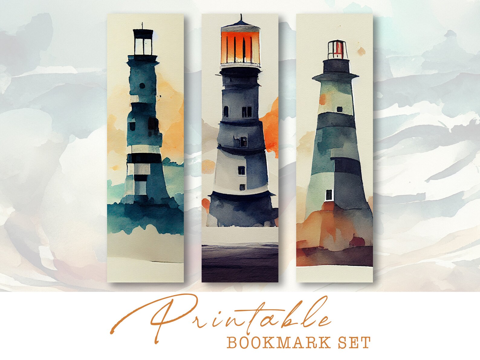 Lighthouse Printable Bookmarks Coastal Bookmarks Nautical - Etsy