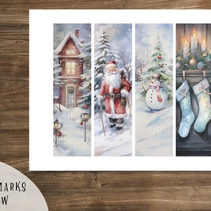 Christmas Bookmarks Set | Printable Holiday Tags | Festive Ephemera Kit ...
