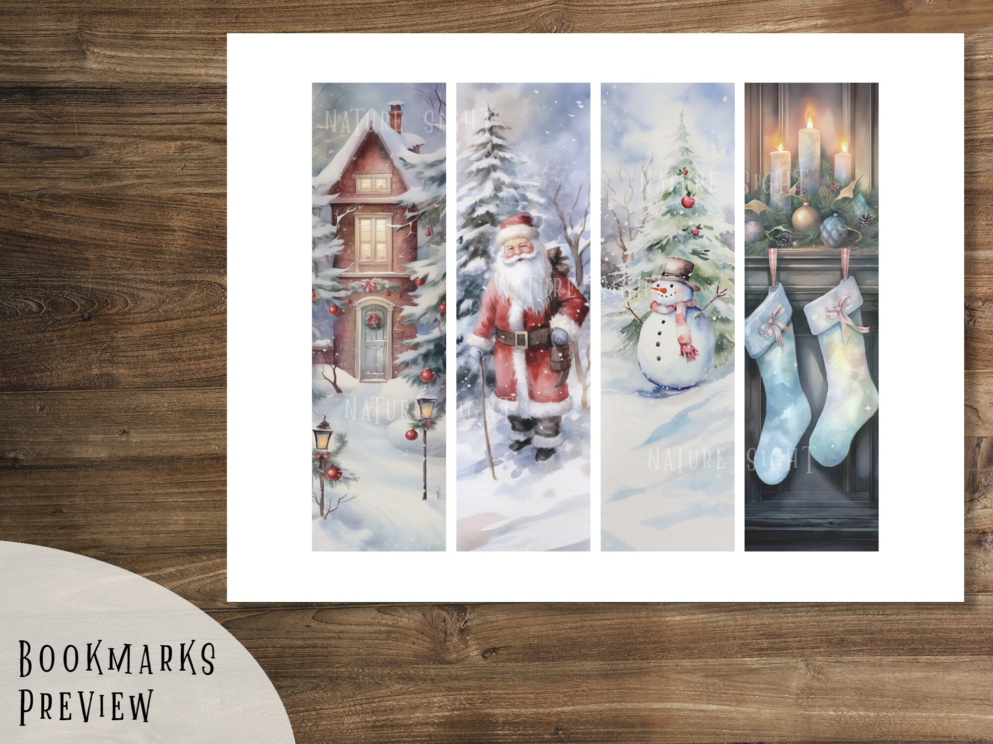Christmas Bookmarks Set | Printable Holiday Tags | Festive Ephemera Kit ...