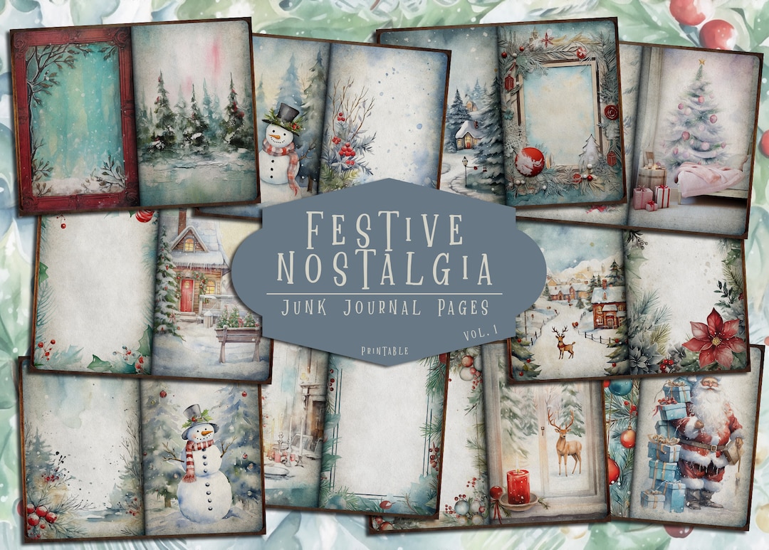 Christmas Scrapbook Papers – Festive Junk Journal and Holiday Ephemera ...