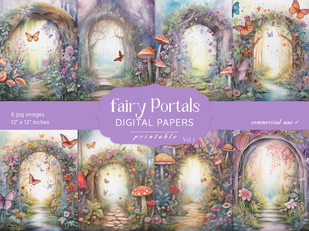 Fantasy Digital Paper, Fairy Scrapbook Paper, Enchanted Forest Junk ...