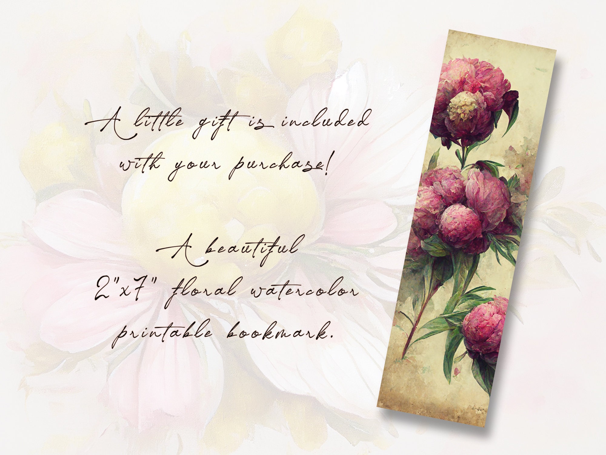 Peony Floral Bookmarks – Shabby Chic Printable Gift Set (digital ...