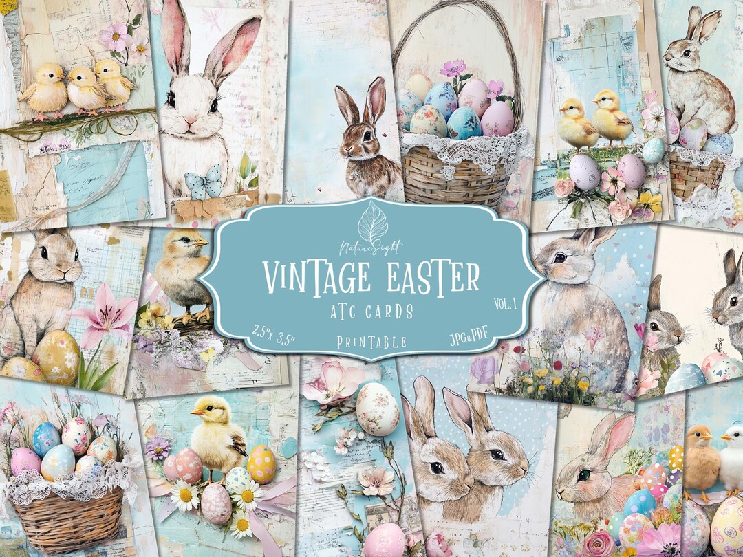 Vintage Easter ATC Cards: Spring Ephemera Collage (digital Download) - Etsy