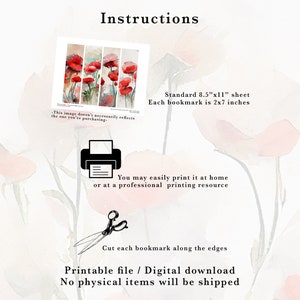 Printable Red Poppies Bookmarks Poppy Bookmark Red Flowers - Etsy