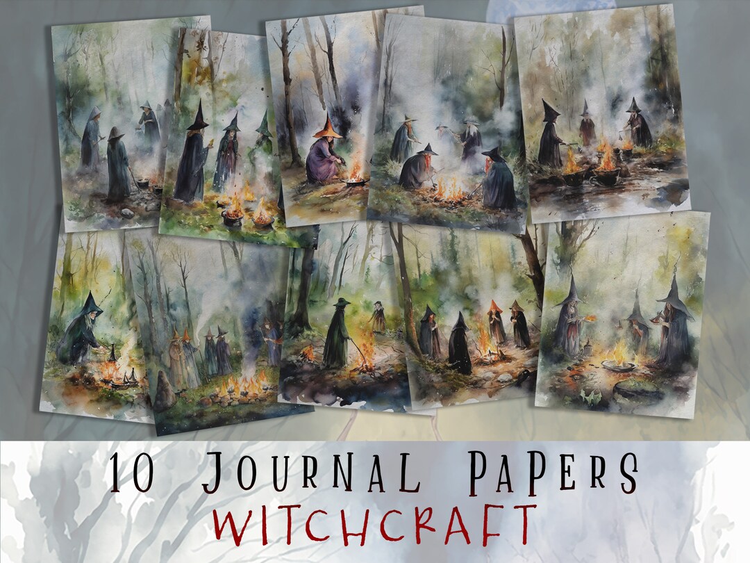 Gothic Witch Scrapbook Paper, Witch Junk Journal Pages, Bos Digital ...