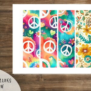 Peace Printable Bookmarks, Hippie Junk Journal Pages, 70s Digital ...