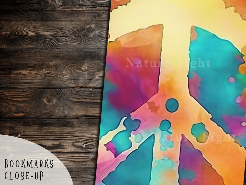 Peace Sign Printable Bookmarks: 70s Hippie Ephemera (digital Download ...