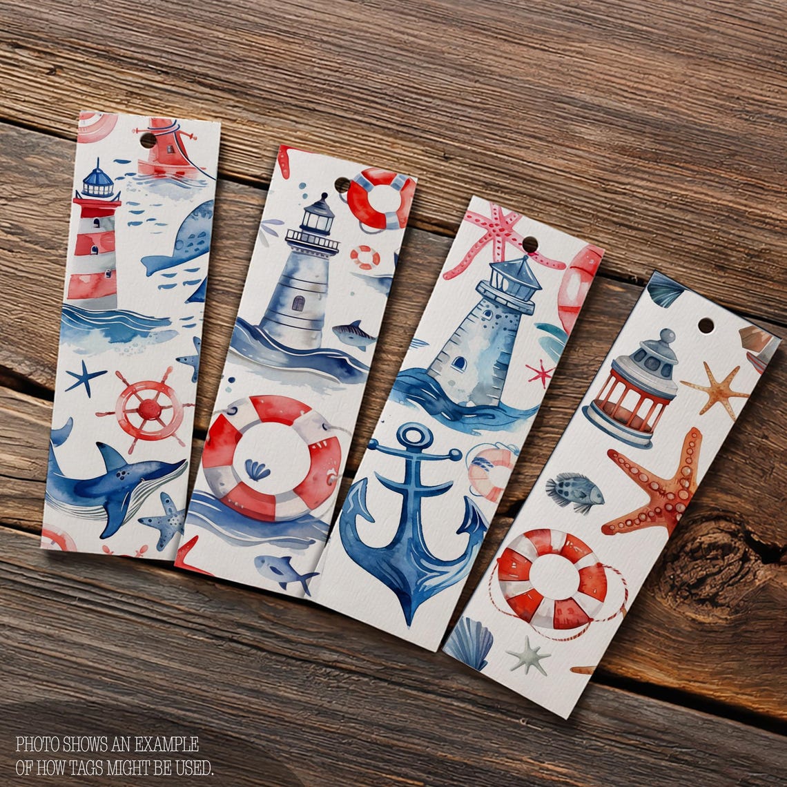 Nautical Printable Bookmarks: Coastal Scrapbook Tags (digital Download ...