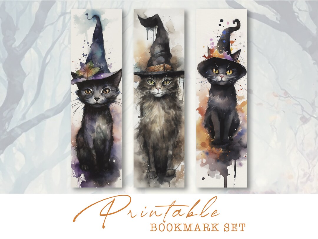 Witchy Black Cats Bookmarks, Gothic Junk Journal, Occult Ephemera ...