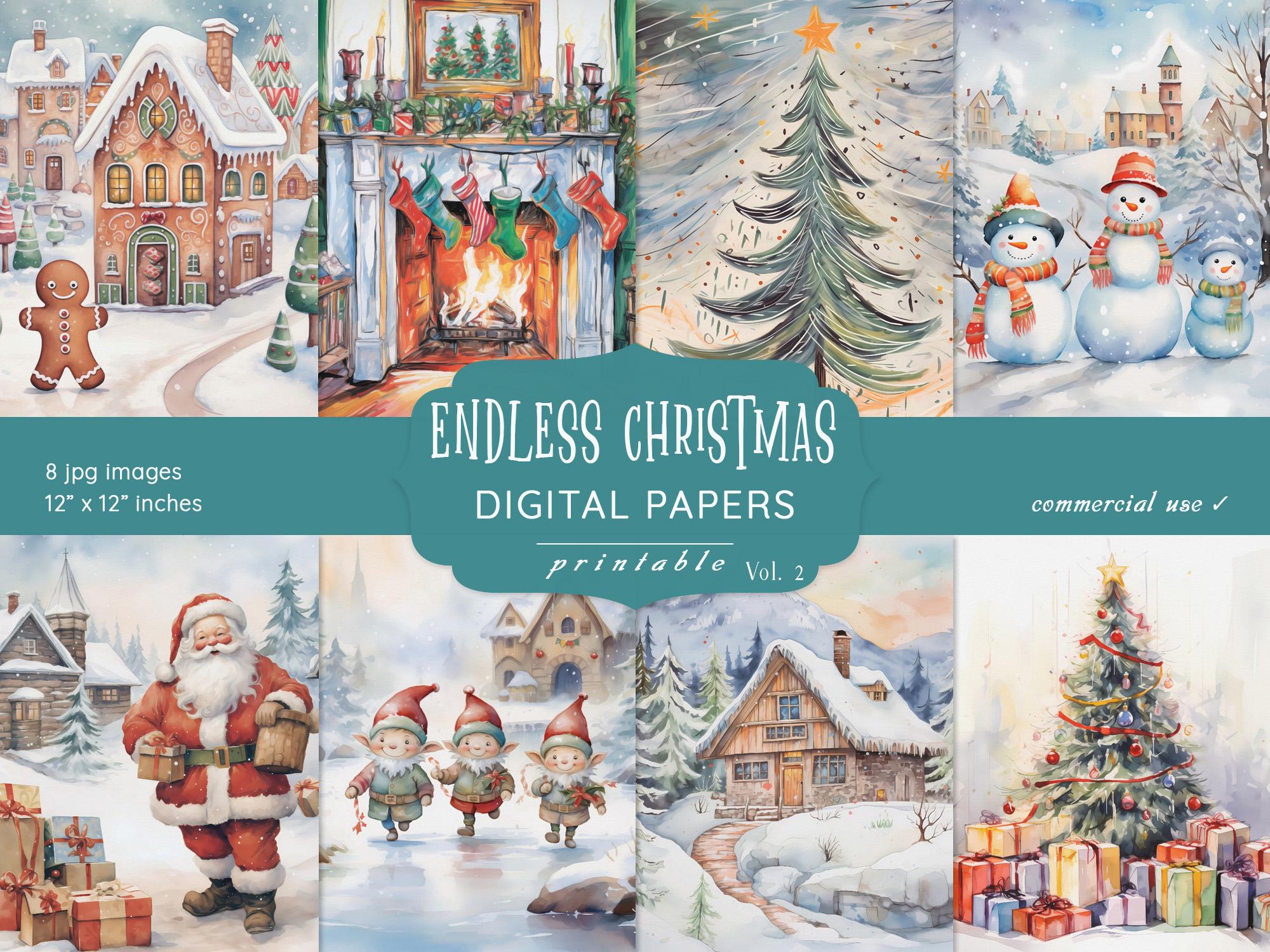Cozy Christmas Printable Papers: Vintage Holiday Ephemera and Winter ...