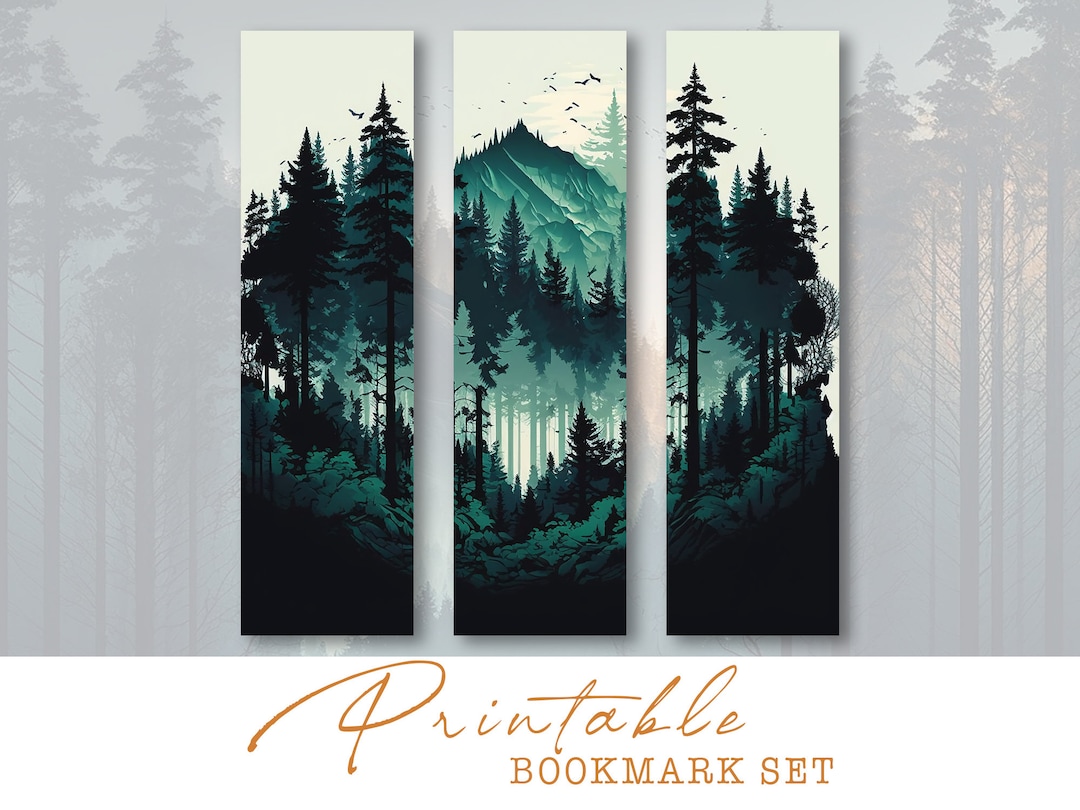 Forest Printable Bookmarks: Trees Digital Art (digital Download) - Etsy