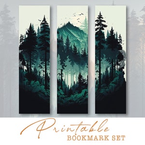 Forest Printable Bookmarks: Trees Digital Art (digital Download) - Etsy