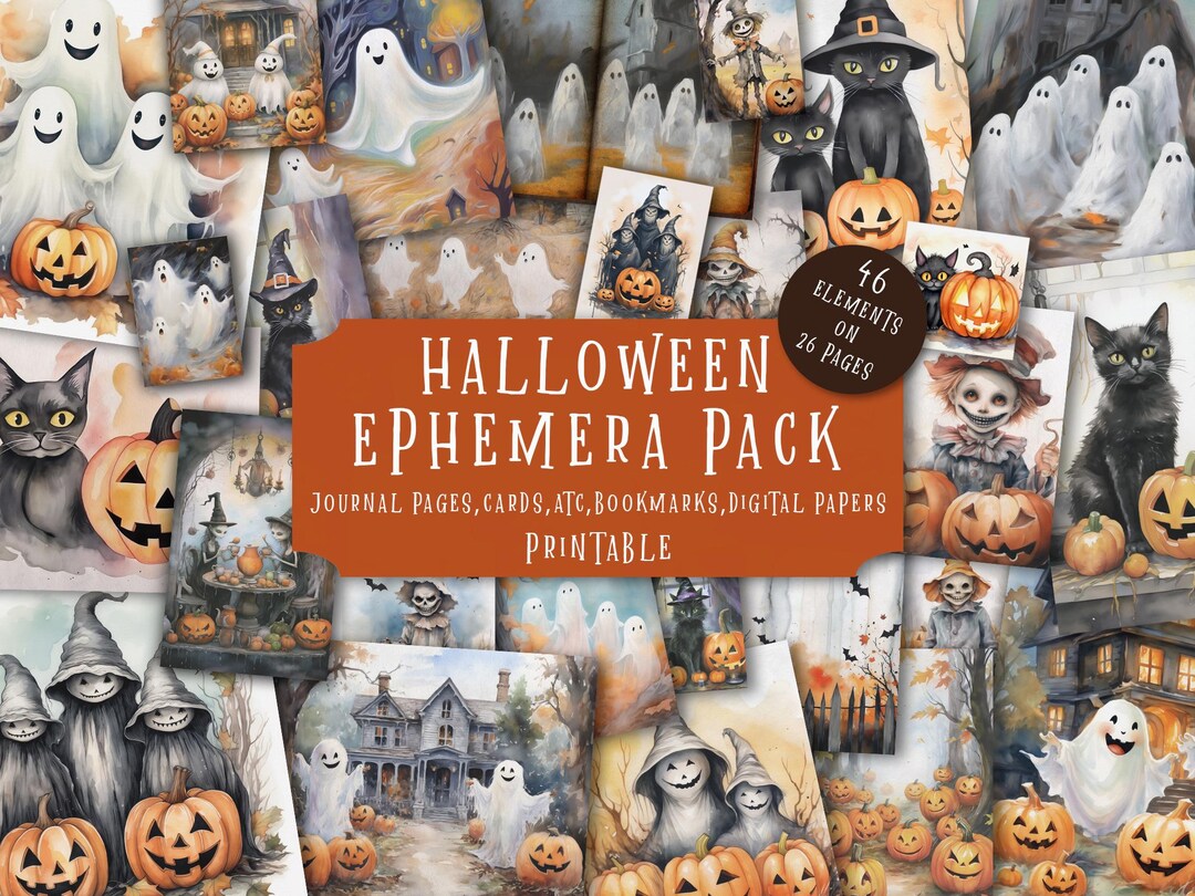 Halloween Ephemera Kit: Spooky Junk Journal, Scrapbook Pages (digital ...