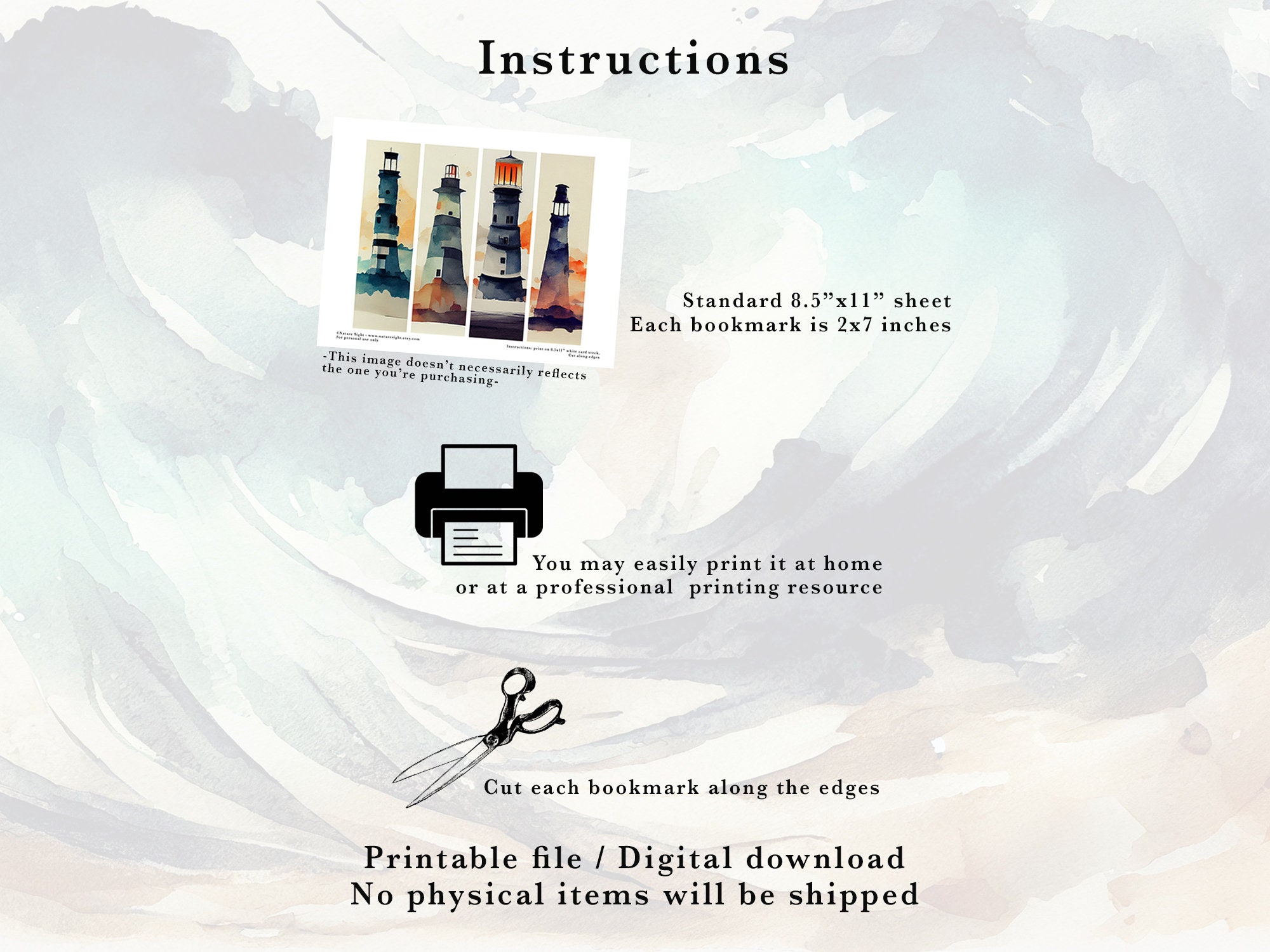 Nautical Watercolor Printable Bookmarks Set Lighthouse - Etsy