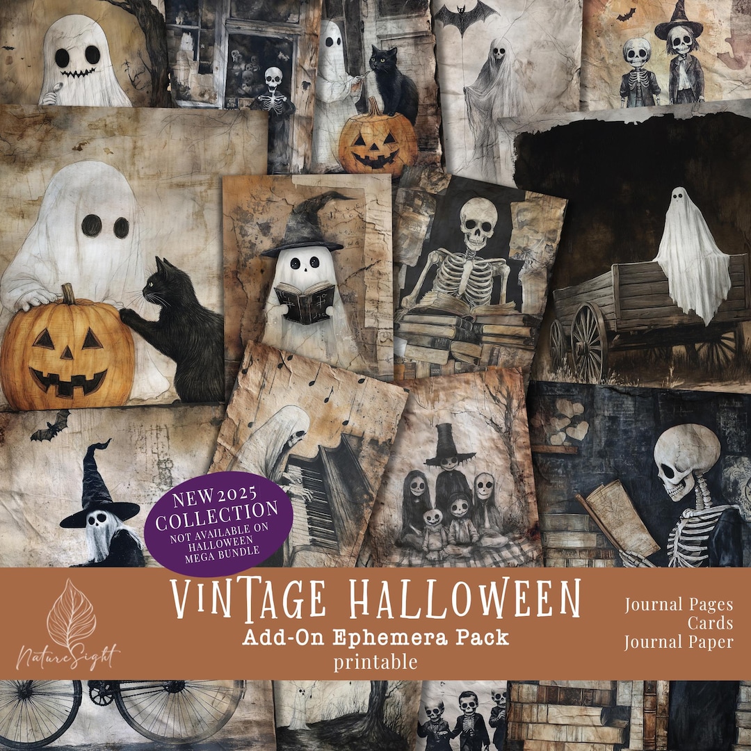 Vintage Halloween Ephemera Pack | Spooky Junk Journal Kit (digital ...