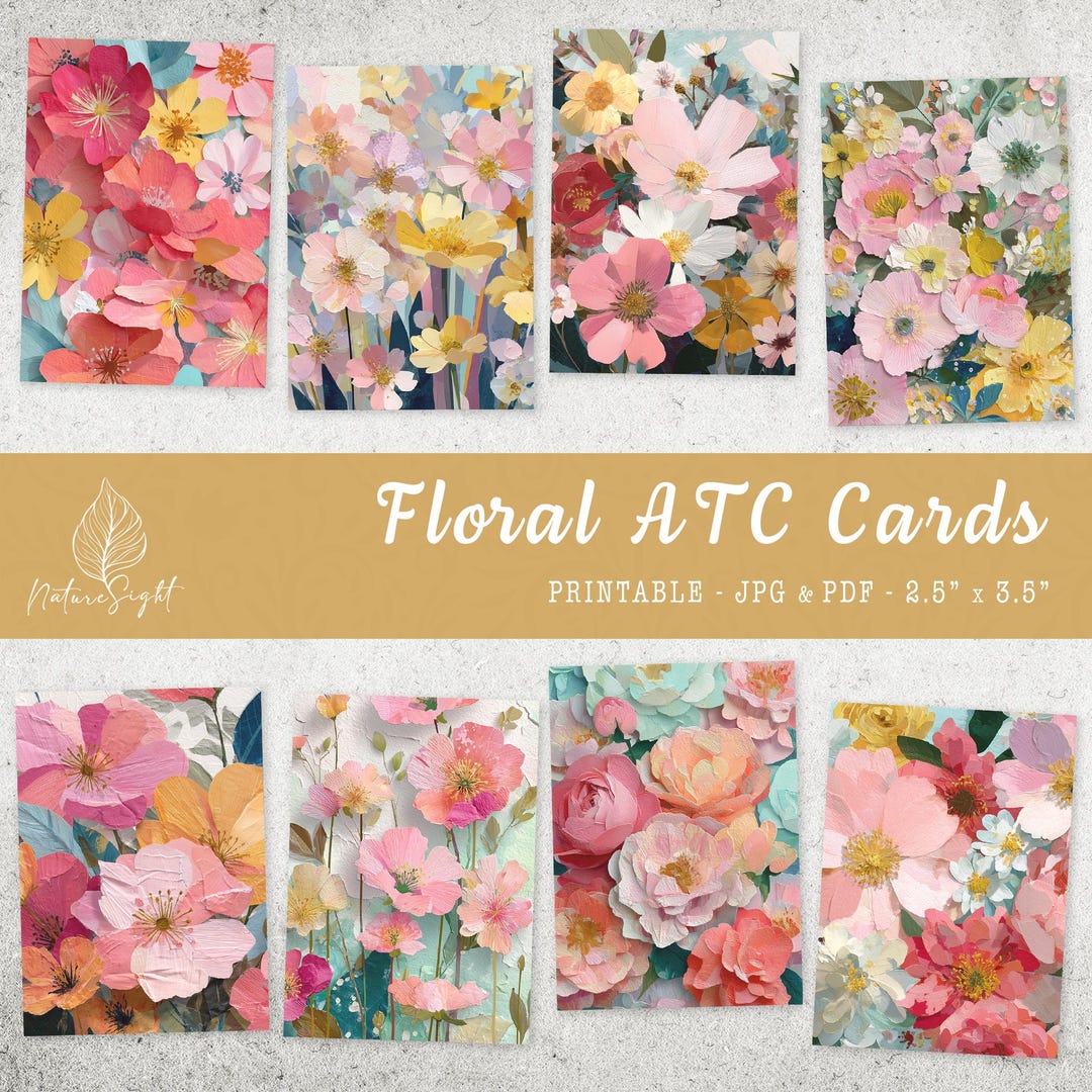 Floral ATC Cards: Spring Flower Printable Journal Cards (digital ...