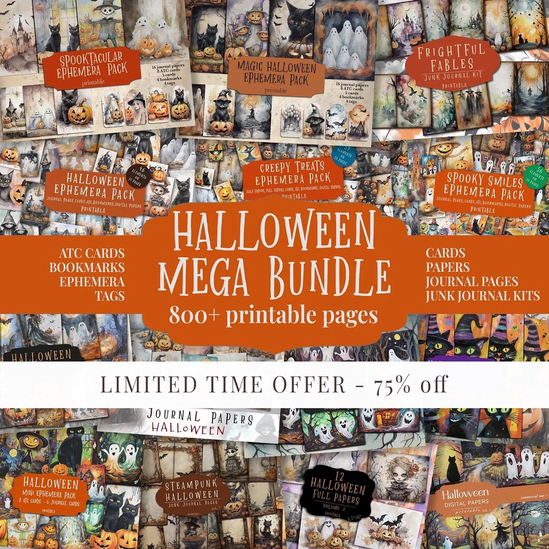Halloween Mega Bundle | 800+ Printable Pages | Spooky Ephemera Tags ...
